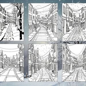 50 Winter in City Coloring Pages Printable,winter City Coloring Sheets ...