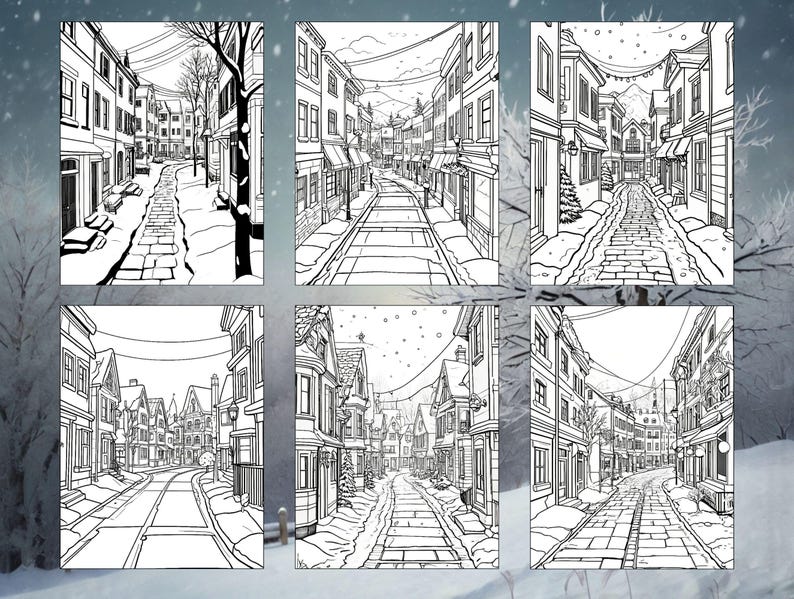 50 Winter in City Coloring Pages Printable,winter City Coloring Sheets ...