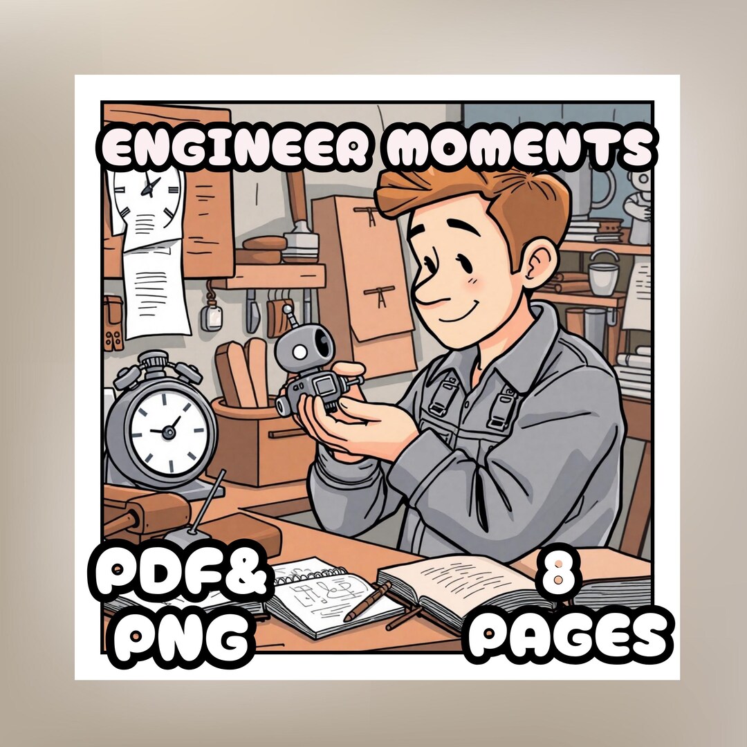 Engineer Coloring Book Pages: Bold Line Art, Stress Relief (PDF & PNG ...