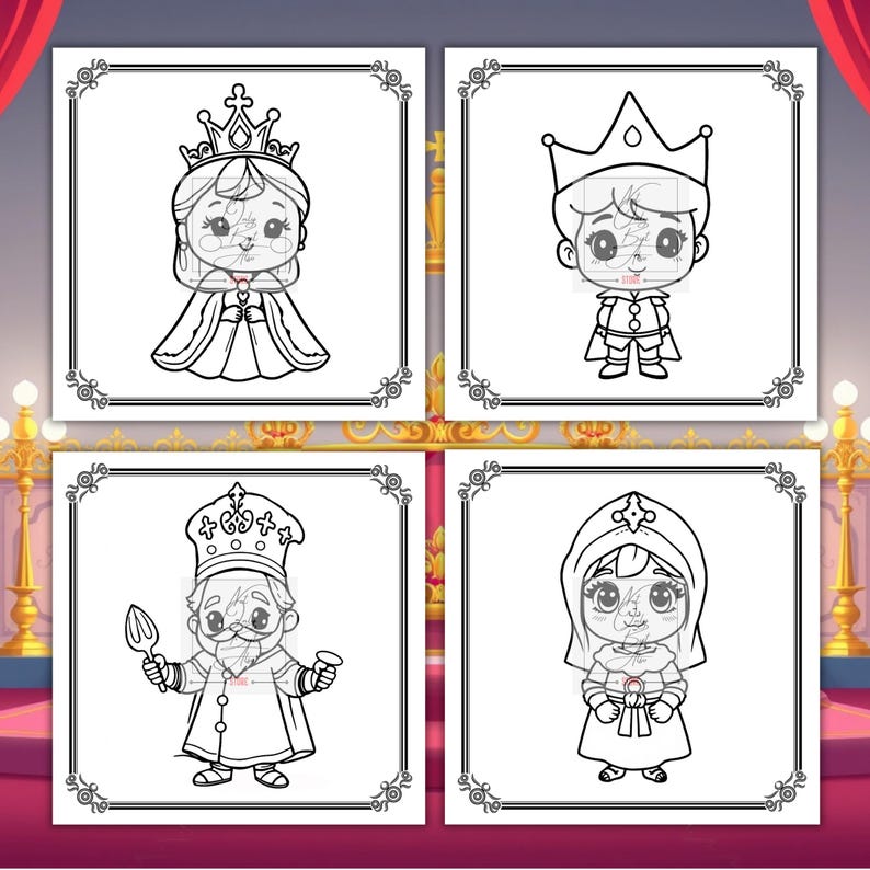 8 Cute Little Royal Family Coloring Pages,cute King,queen,prince ...
