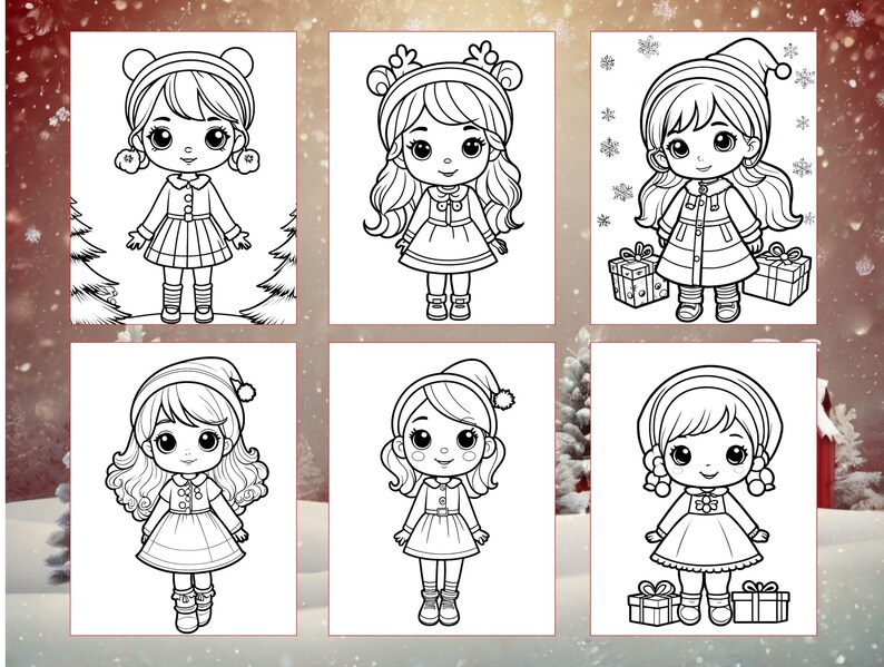 50 Cute Christmas Boy&girl Coloring Pages Printable,christmas Coloring ...