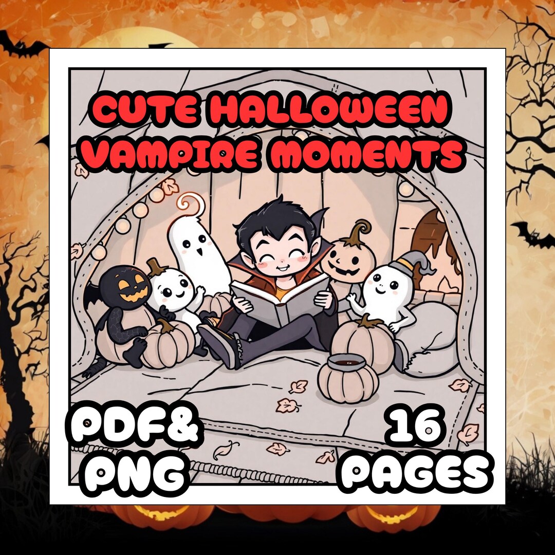 16 Cute Vampire Moments Coloring Book Pages Printable,cute Vampire ...