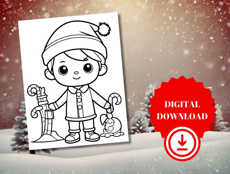 50 Cute Christmas Boy&girl Coloring Pages Printable,christmas Coloring ...