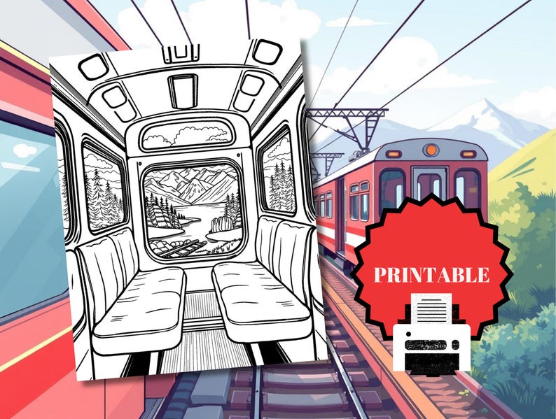 Train View Coloring Pages: 25 Relaxing Scenery Sheets (digital Download ...