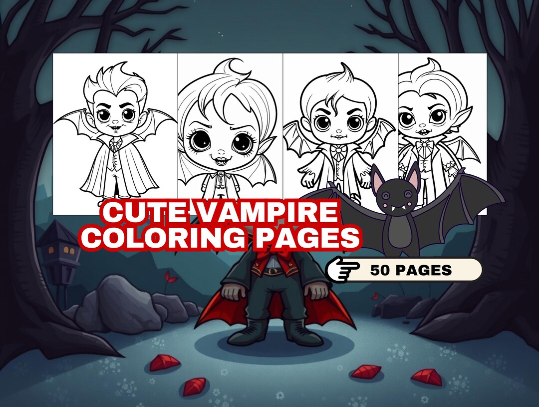 50 Cute Vampire Coloring Pages Printable,cute Vampire Coloring Sheets ...