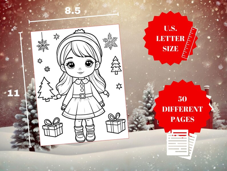 50 Cute Christmas Boy&girl Coloring Pages Printable,christmas Coloring ...