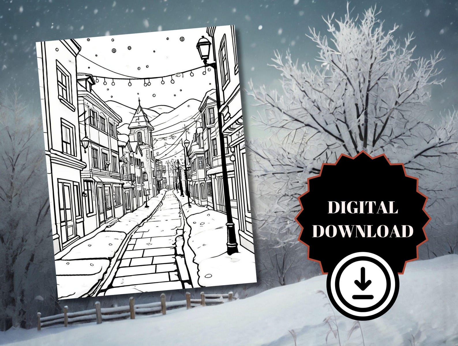 50 Winter in City Coloring Pages Printable,winter City Coloring Sheets ...