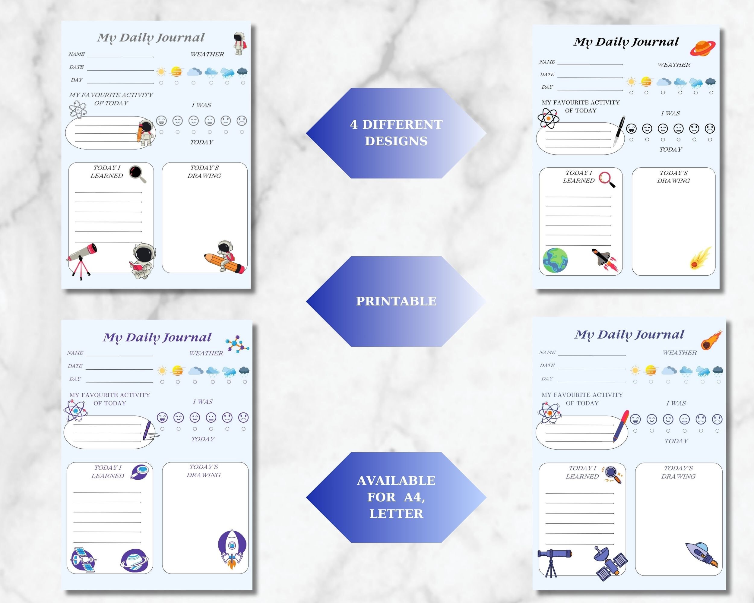 Kids Daily Digital Journal Printable Journal for Space Enthusiast ...