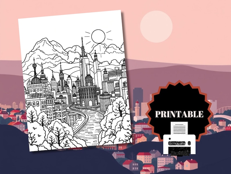 City View Coloring Pages: 25 Printable Landscape Sheets (digital ...
