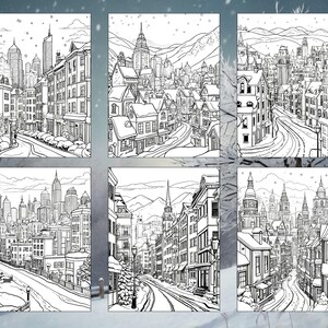 50 Winter in City Coloring Pages Printable,winter City Coloring Sheets ...