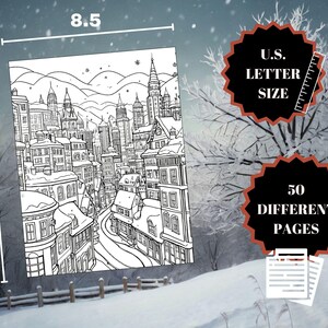 50 Winter in City Coloring Pages Printable,winter City Coloring Sheets ...