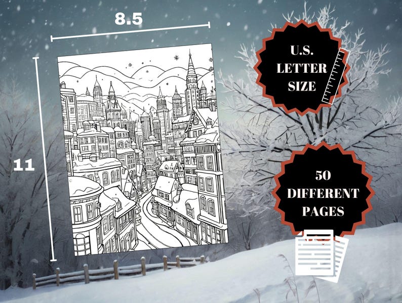 50 Winter in City Coloring Pages Printable,winter City Coloring Sheets ...