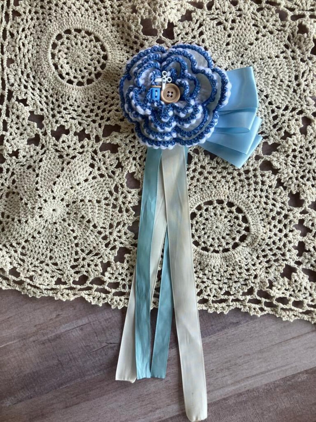 Crochet Flower Hair Clip, Mori Kei Cottagecore, Ribbon Brooch - Etsy