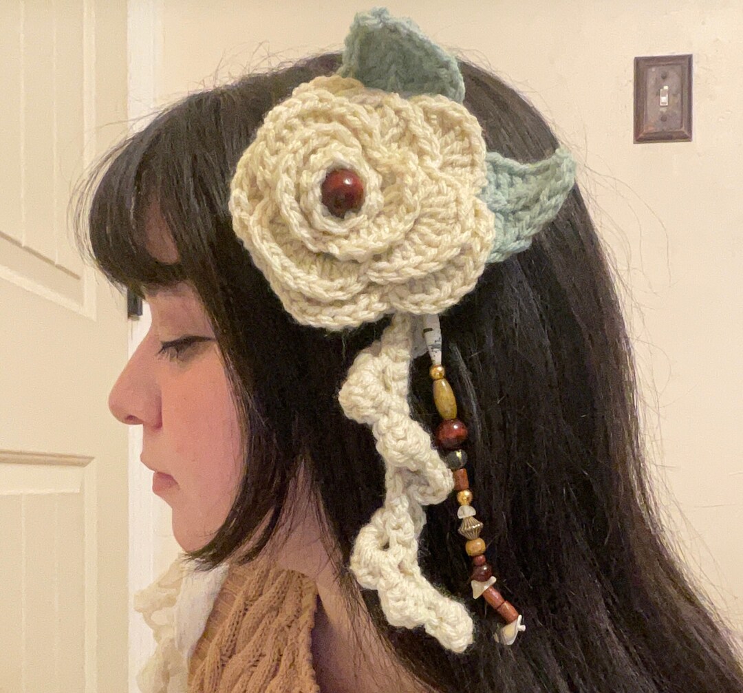 Mori Kei Crochet Flower Clip, Cottagecore, Forest, Fairycore, Natural ...