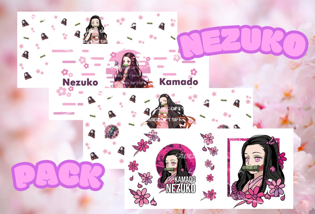 Pack 4 Design Nezuko Kamado 16oz Glass Can Demon Slayer Wrap PNG - Etsy