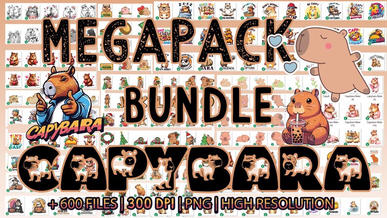 Megapack Capybara Bundle PNG Capybara Digital - Etsy