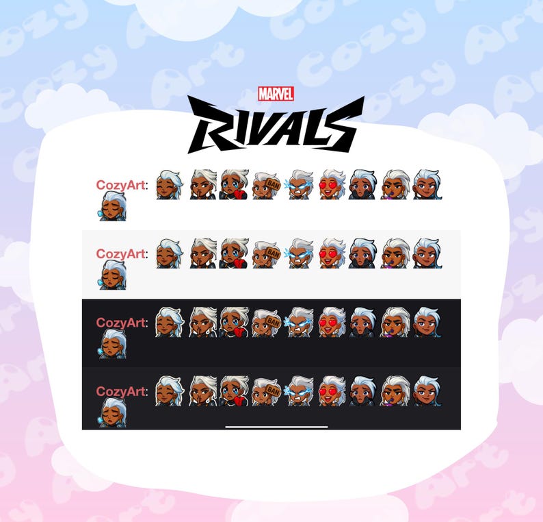 Marvel Rivals Storm Emotes | X-men | Twitch | Discord | Chibi Emotes ...