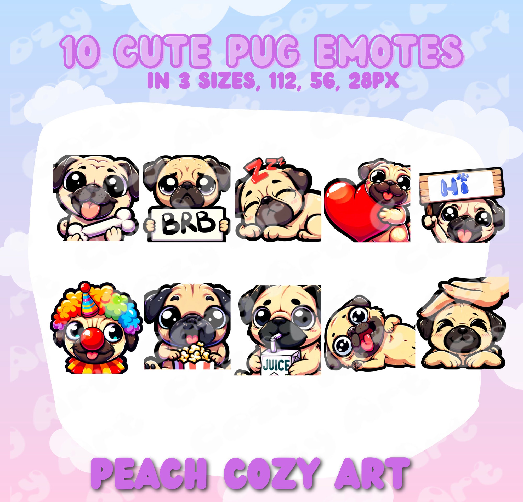 10 Cute Pug Emotes Twitch Emotes Chibi Emotes Dog Emotes Discord ...