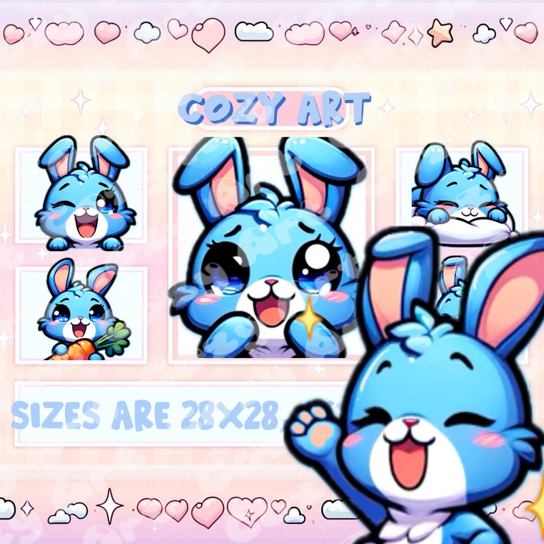 Blue Bunny Emotes Kawaii-chibi Emotes Twitch Emotes Youtube Discord ...