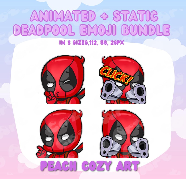 Deadpool Static + Animated Emote Bundle | Chibi | Twitch | Marvel ...