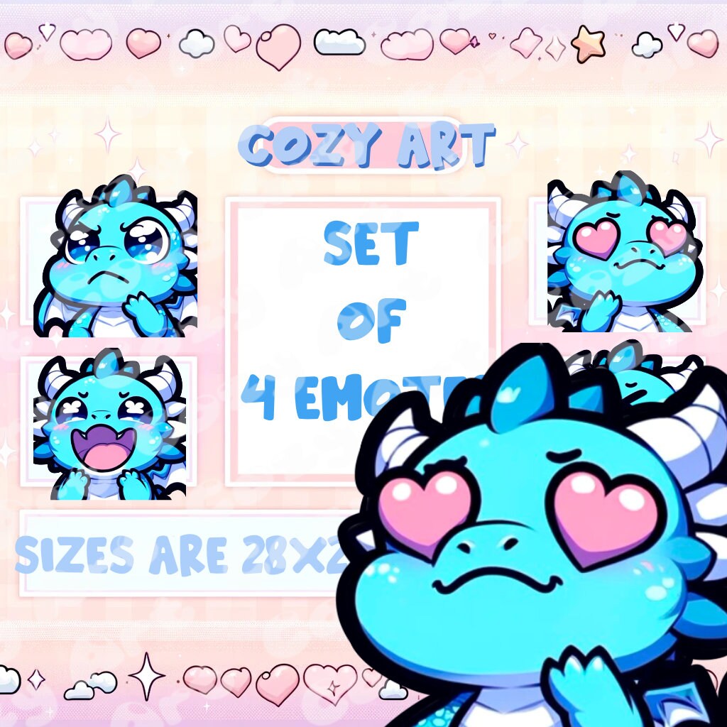 Cute Blue Dragon Emote Dnd Emotes Twitch Emotes Discord Youtube Kawaii ...