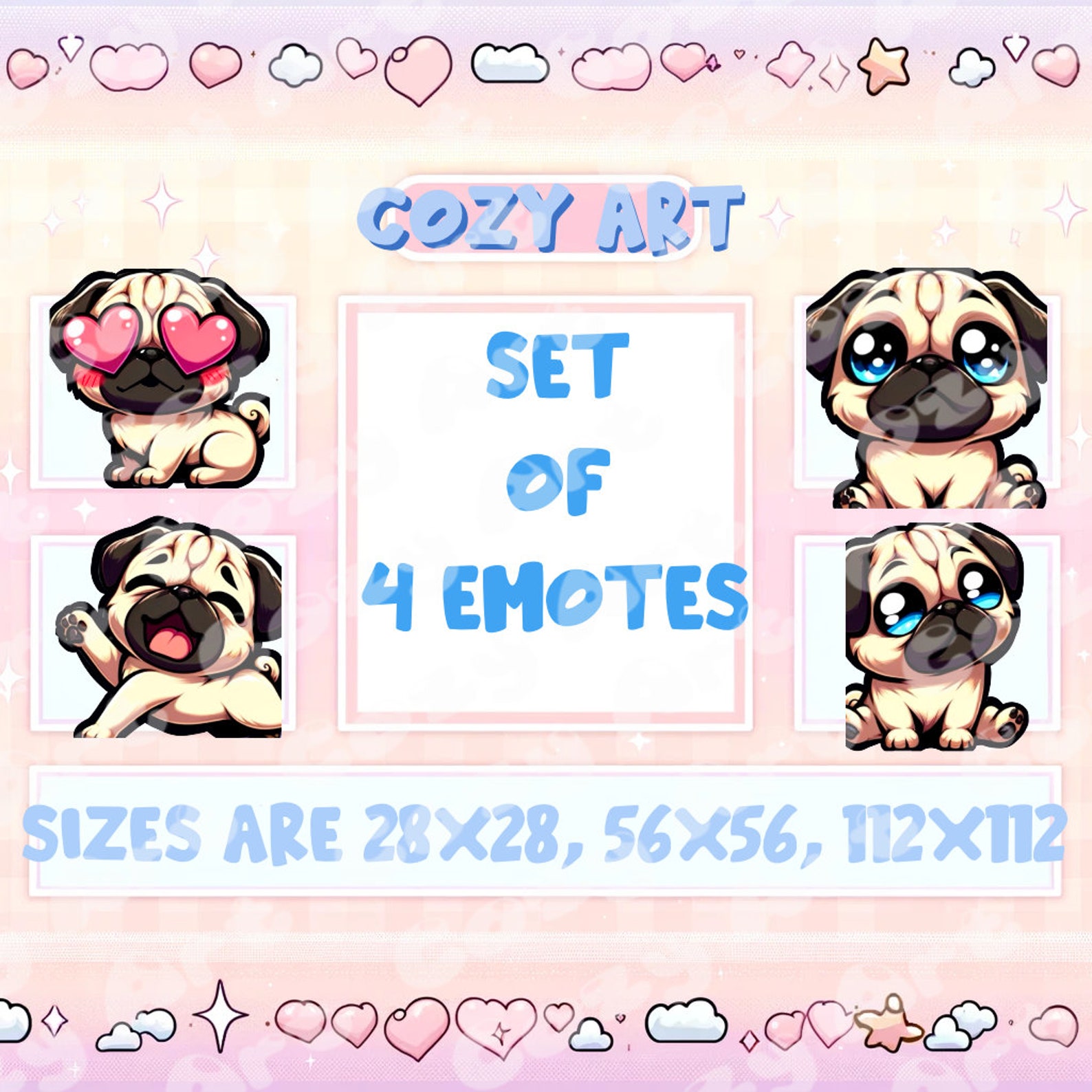 Cute Pug Emote Set Pug Emotes Dog Emotes Twitch Discord Youtube Kawaii ...