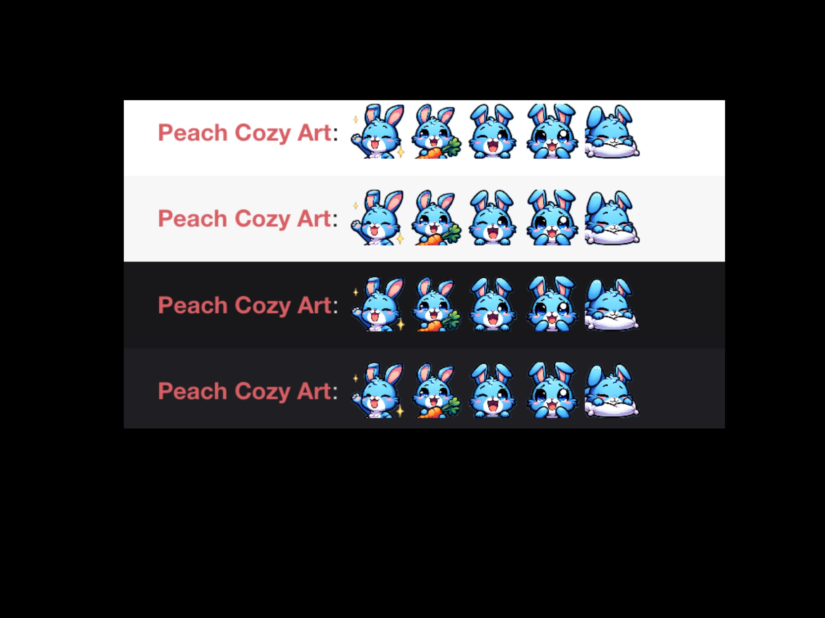 Blue Bunny Emotes Kawaii-chibi Emotes Twitch Emotes Youtube Discord ...