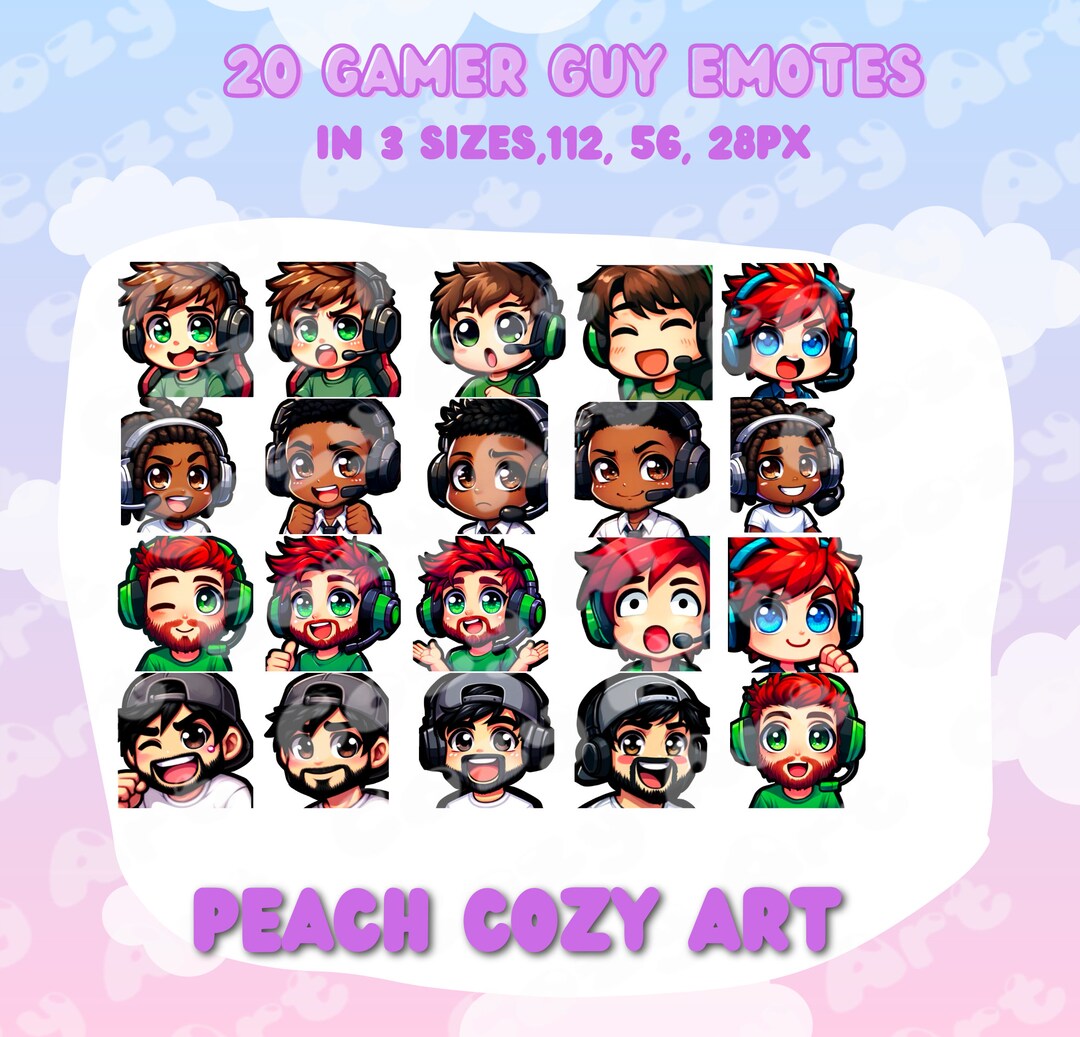 20 Gamer Guys Male Emotes Red Head Emotes Guy With Beard Emotes Twitch ...