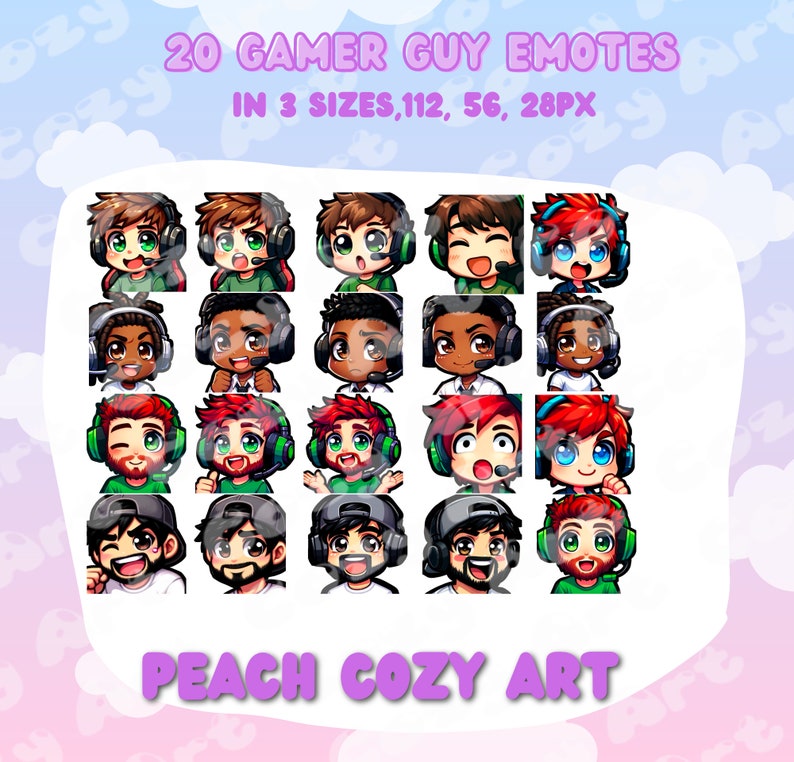 20 Gamer Guys Male Emotes Red Head Emotes Guy With Beard Emotes Twitch ...