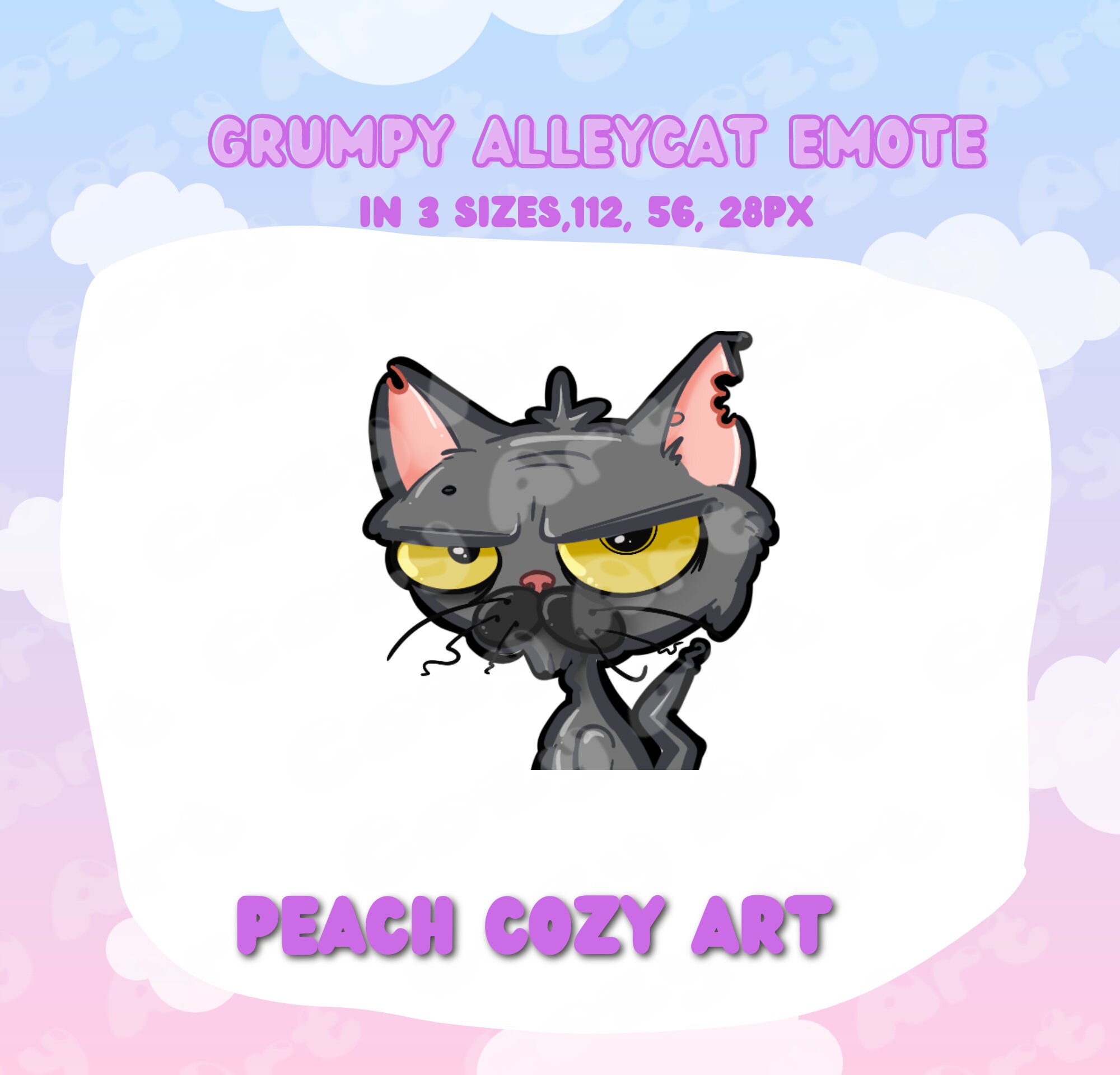 Grumpy Alleycat Emote Cat Emote Gray Cat Emote Twitch Discord Funny Cat ...