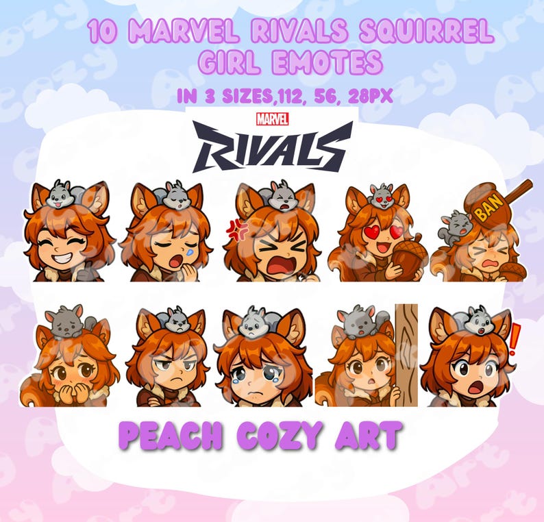 Marvel Rivals Squirrel Girl Emotes | Chibi | Twitch Emotes | Discord ...