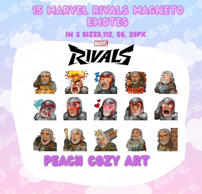 Marvel Rivals Magneto Emotes | Chibi | Twitch Emotes | Discord ...