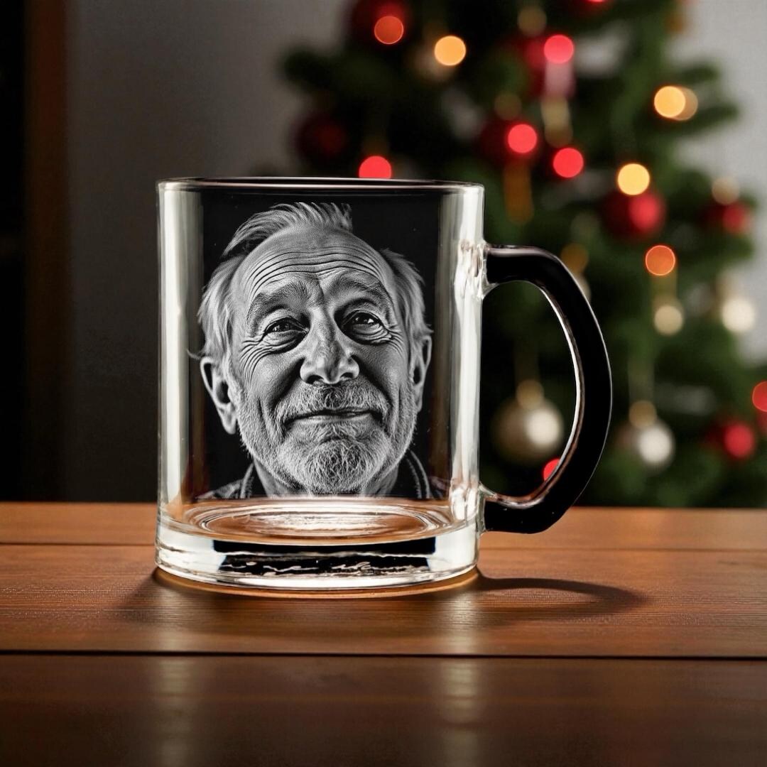 Gift for Papa - Custom Engraved Personalized Photo Coffee Glass Mug ...