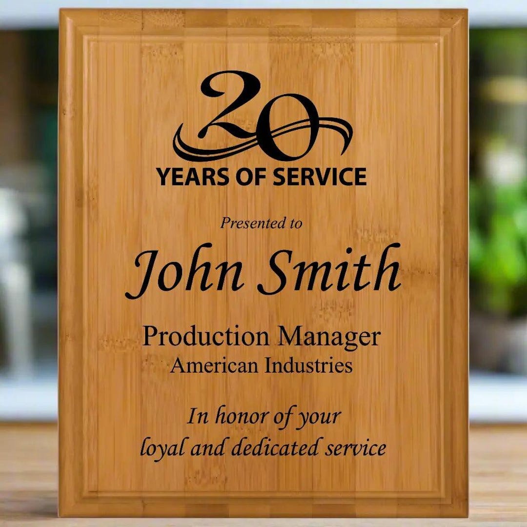 Personalized 8" X 10" Genuine Bamboo Plaque Award, Custom Black ...