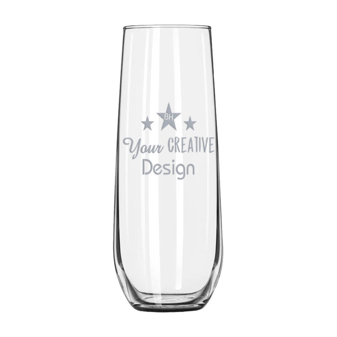 Personalized 8.5oz Libbey Stemless Flute Glasses (set of 12), Custom ...