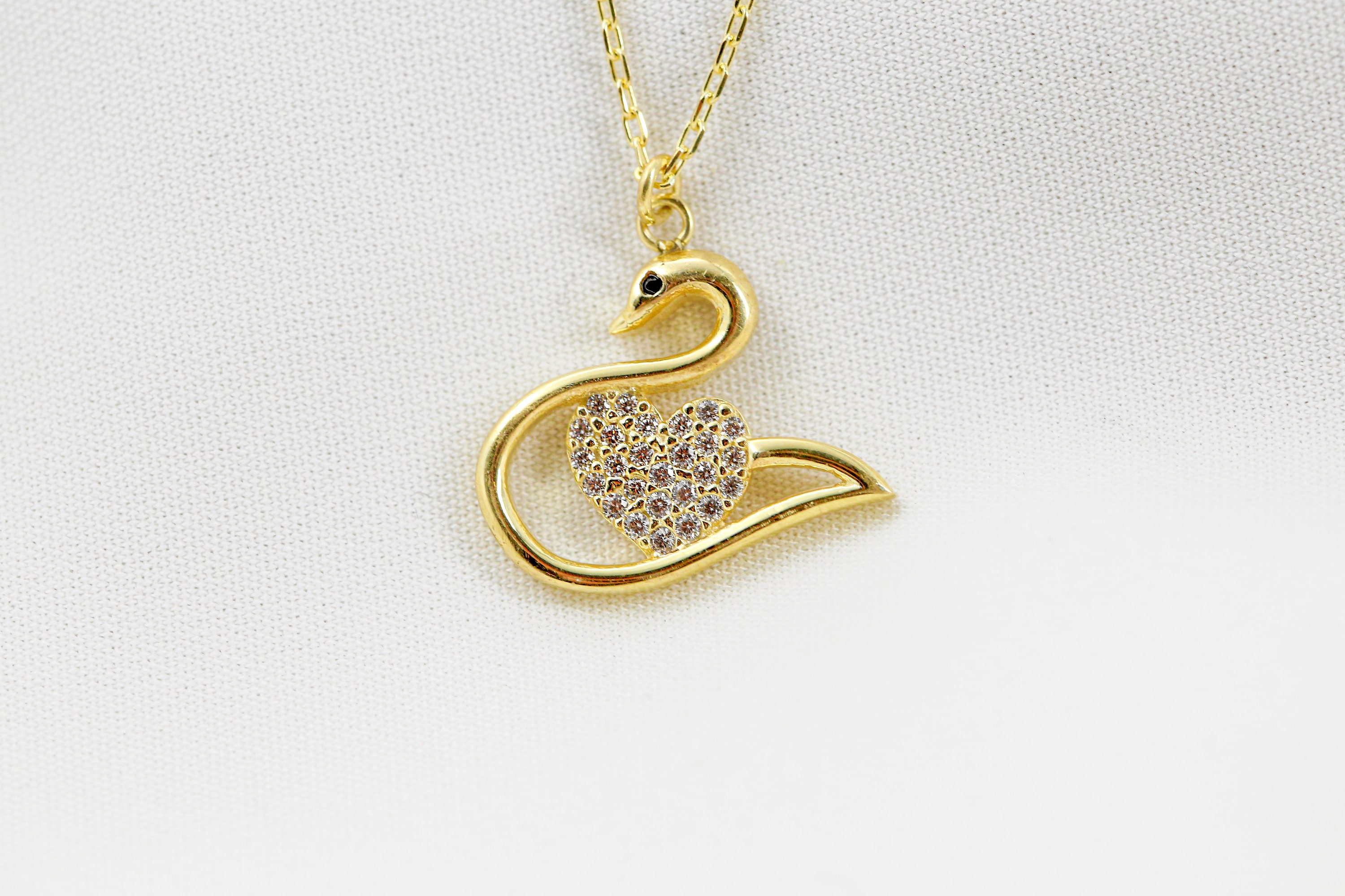 14K Gold Swan Neckle, 14k Gold Tiny Swan Necklace , Animal Jewelry ...
