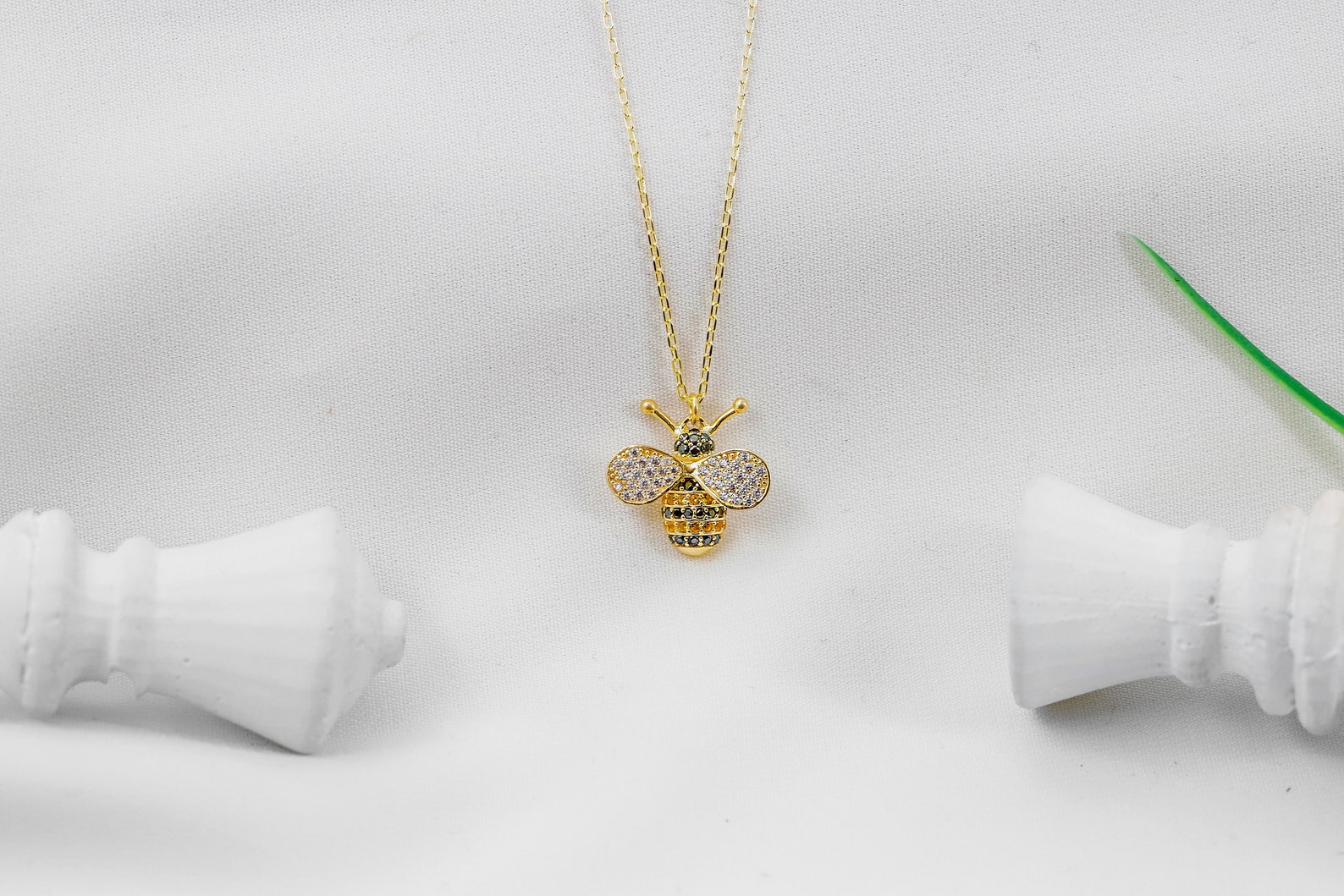 Solid Gold Bee Necklace,dainty Bee Necklace ,bee Jewelry, Honey Bee ...