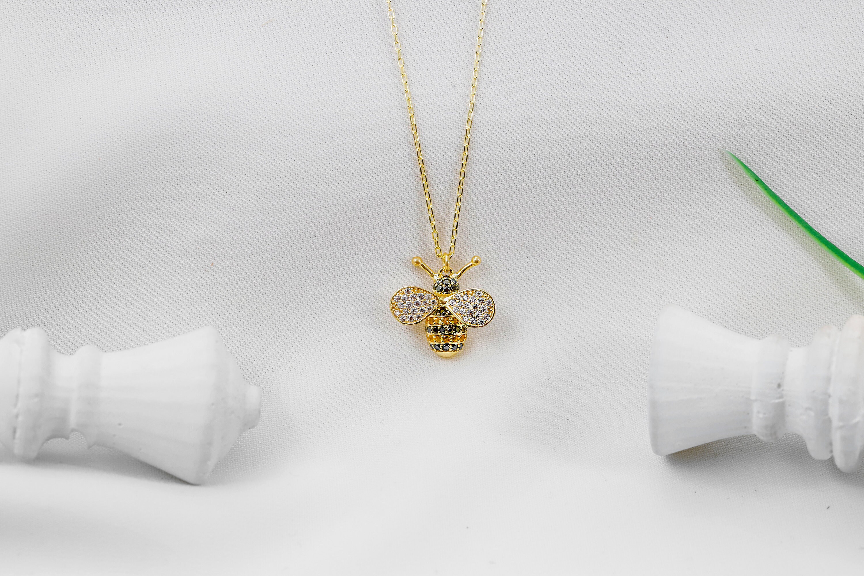Solid Gold Bee Necklace,dainty Bee Necklace ,bee Jewelry, Honey Bee ...