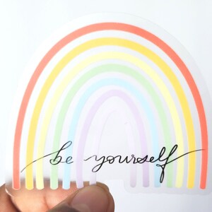 Clear Pastel Rainbow Sticker (3 X 2.5 In), Be Yourself Sticker - Etsy