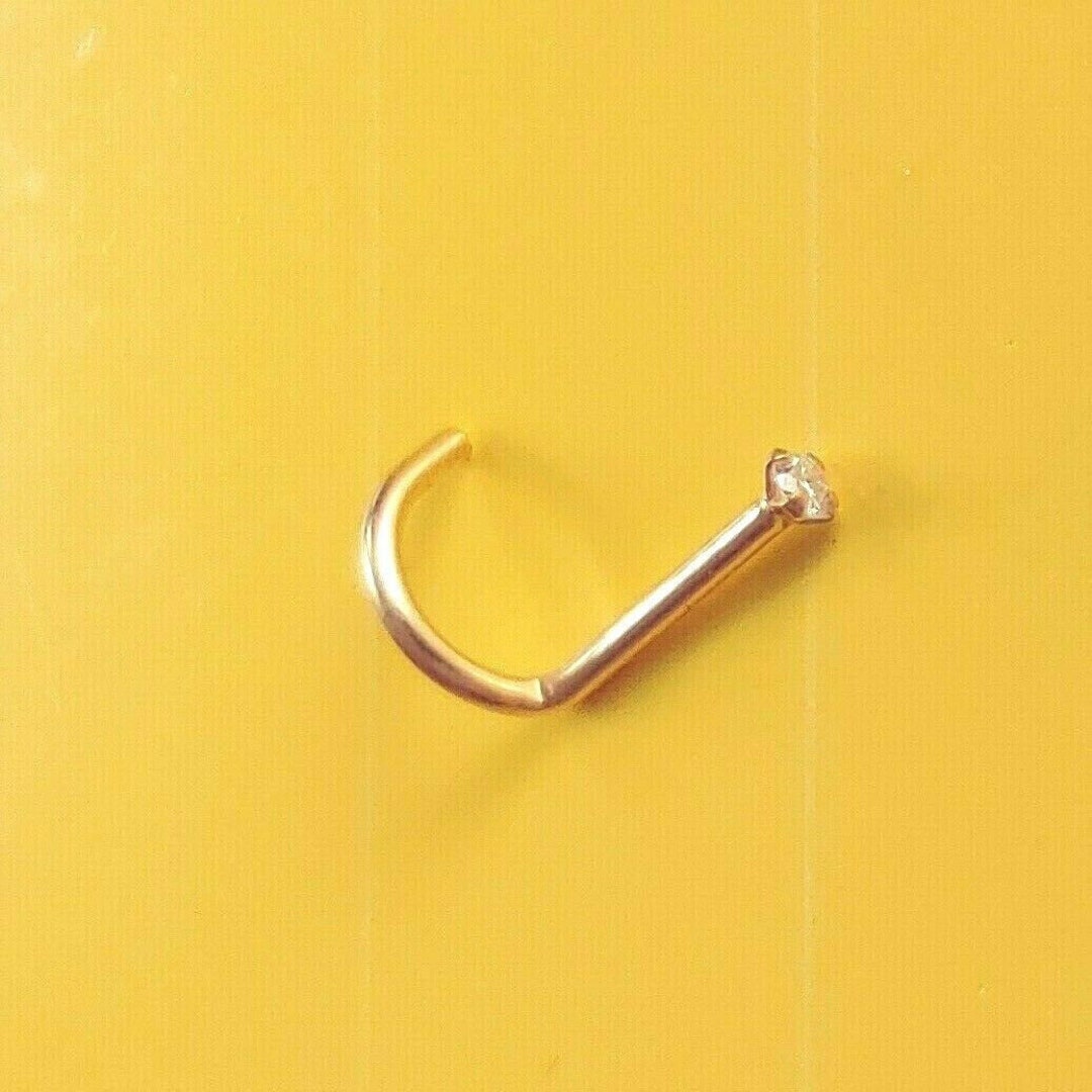 Nose Stud I Real 750 Yellow Gold I Real Diamond I Nose Piercing Nose ...