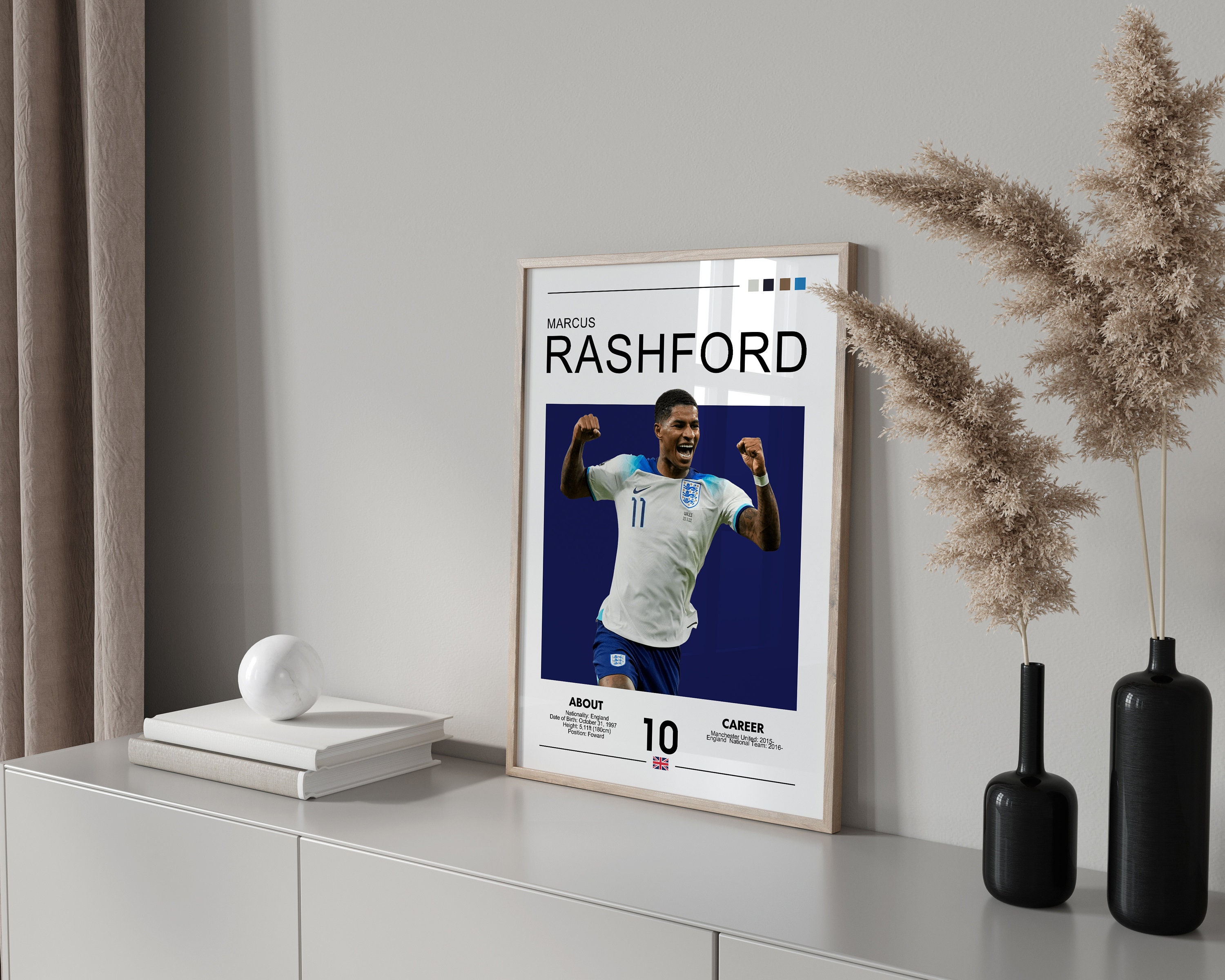 Marcus Rashford Poster, Man U Football Print, Sports Poster, Football ...