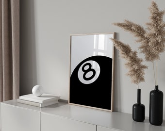 Retro 8 Ball Art, Vintage Casino Wall Print & Lucky Dice Decor ...
