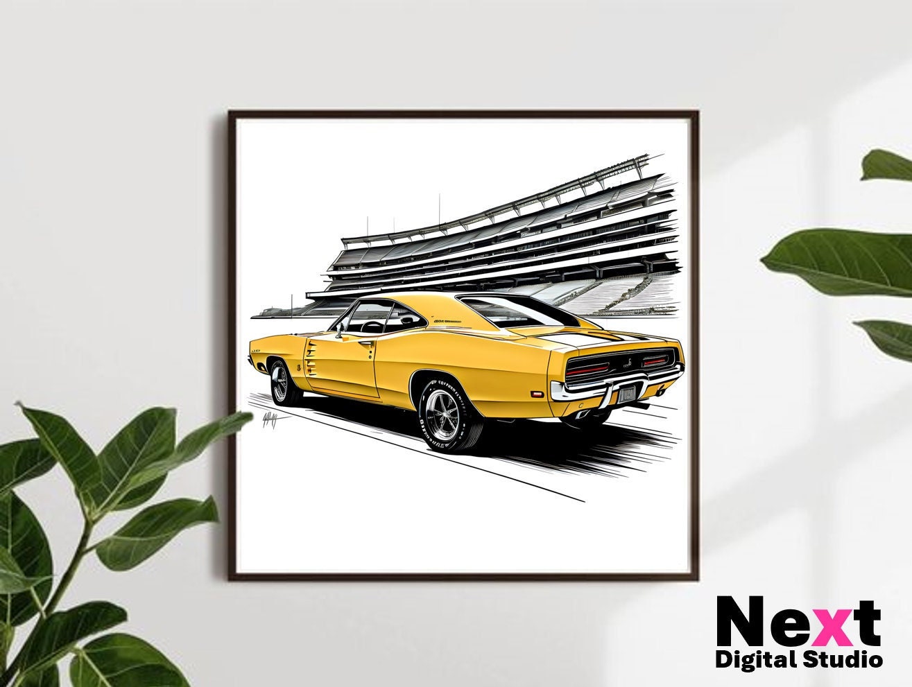 1969 Dodge Charger, Yellow, American, Muscle Car, Wall Art, Printable ...