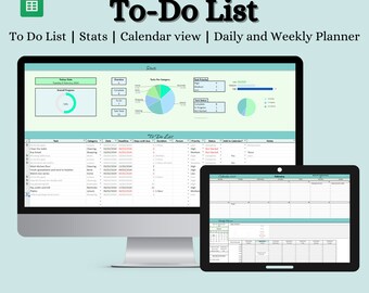To Do List Excel Template, Digital Daily and Weekly Schedule/planner ...