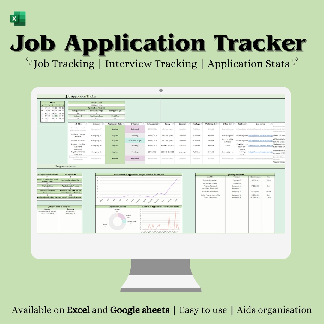 Job Application Tracker, Excel, Job Planner, Job Tracker Template ...