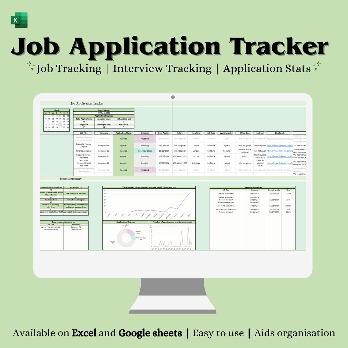 Job Application Tracker, Excel, Job Planner, Job Tracker Template ...