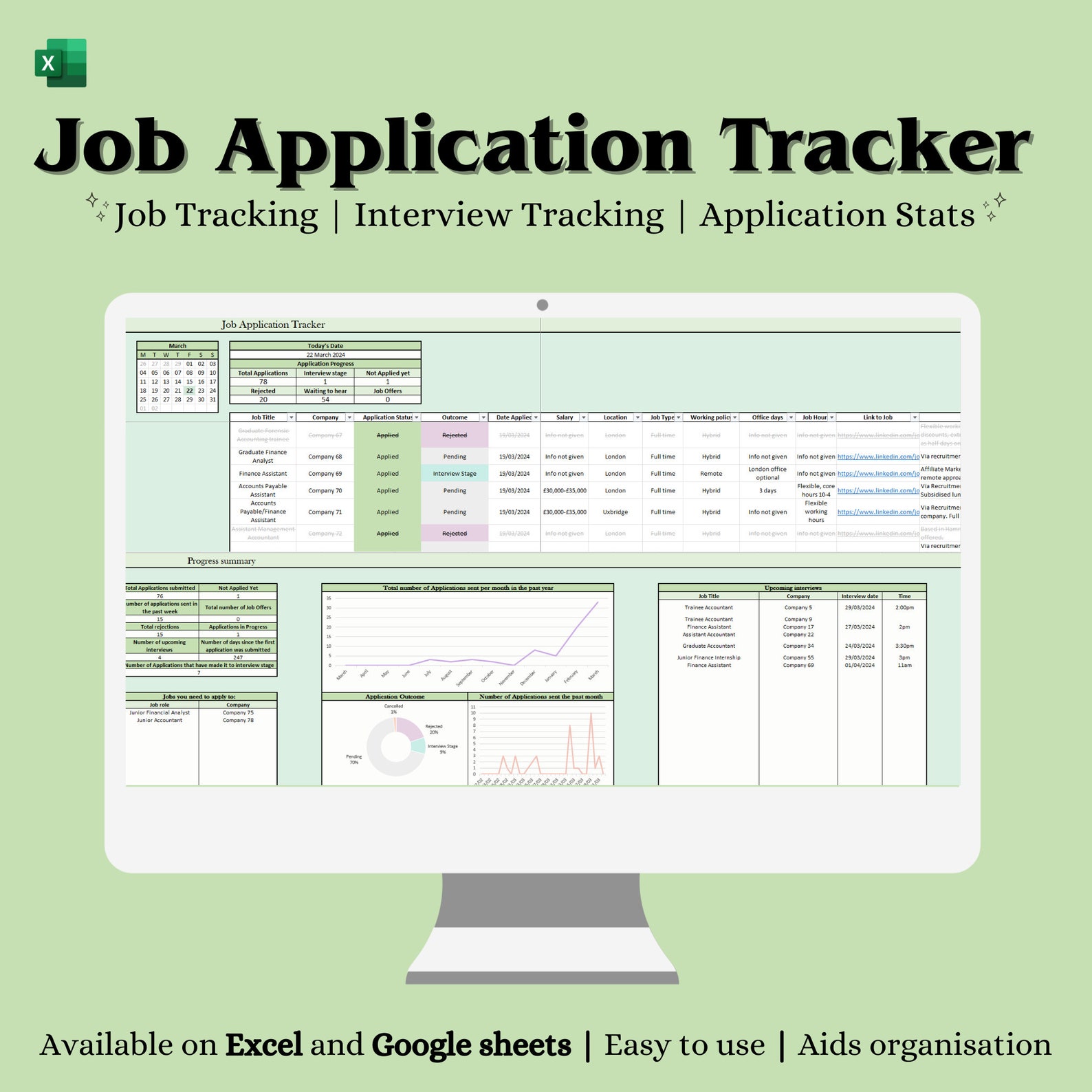 Job Application Tracker, Excel, Job Planner, Job Tracker Template ...