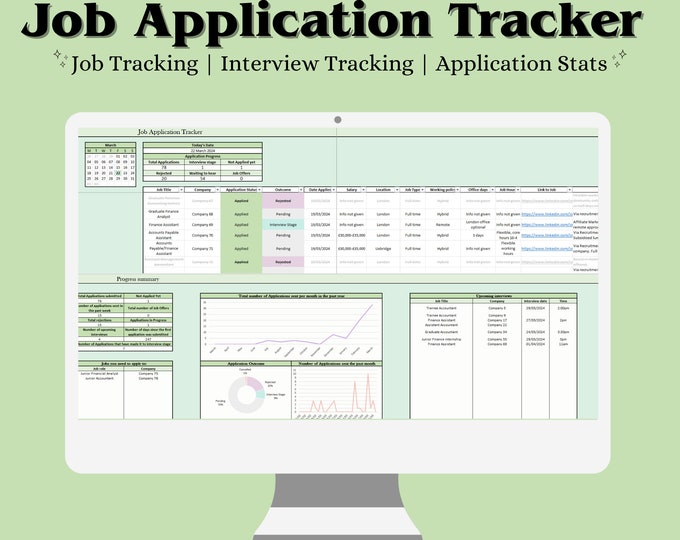 Job Application Tracker, Excel, Job Planner, Job Tracker Template ...
