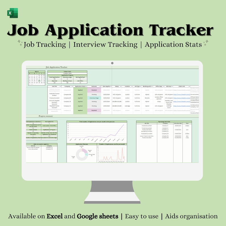 Job Application Tracker, Excel, Job Planner, Job Tracker Template ...