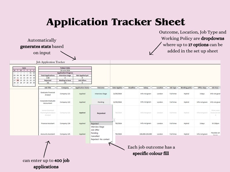 Job Application Tracker, Excel, Job Planner, Job Tracker Template ...